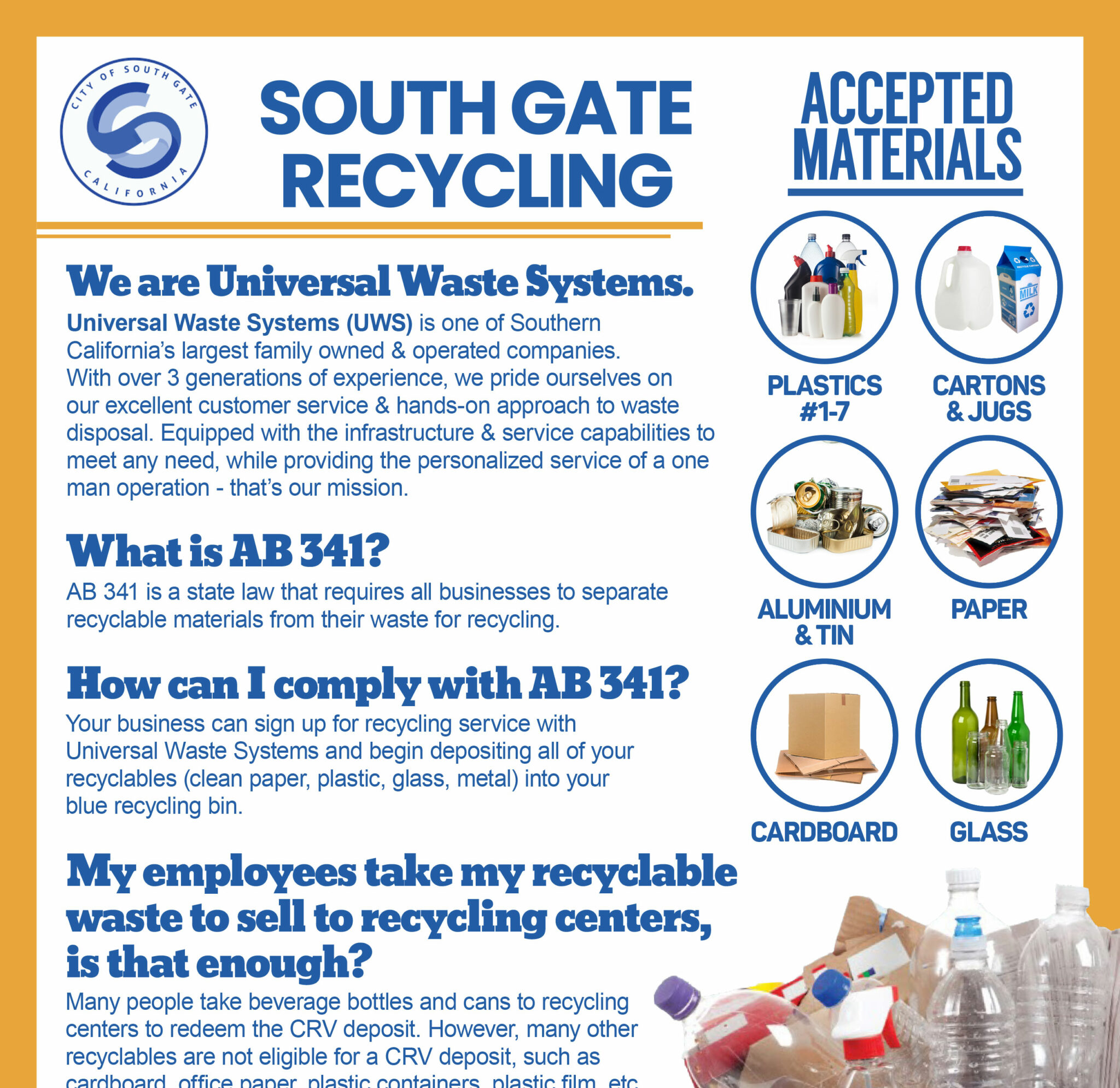 South Gate Commercial Waste & Recycling | Universal Waste Systems