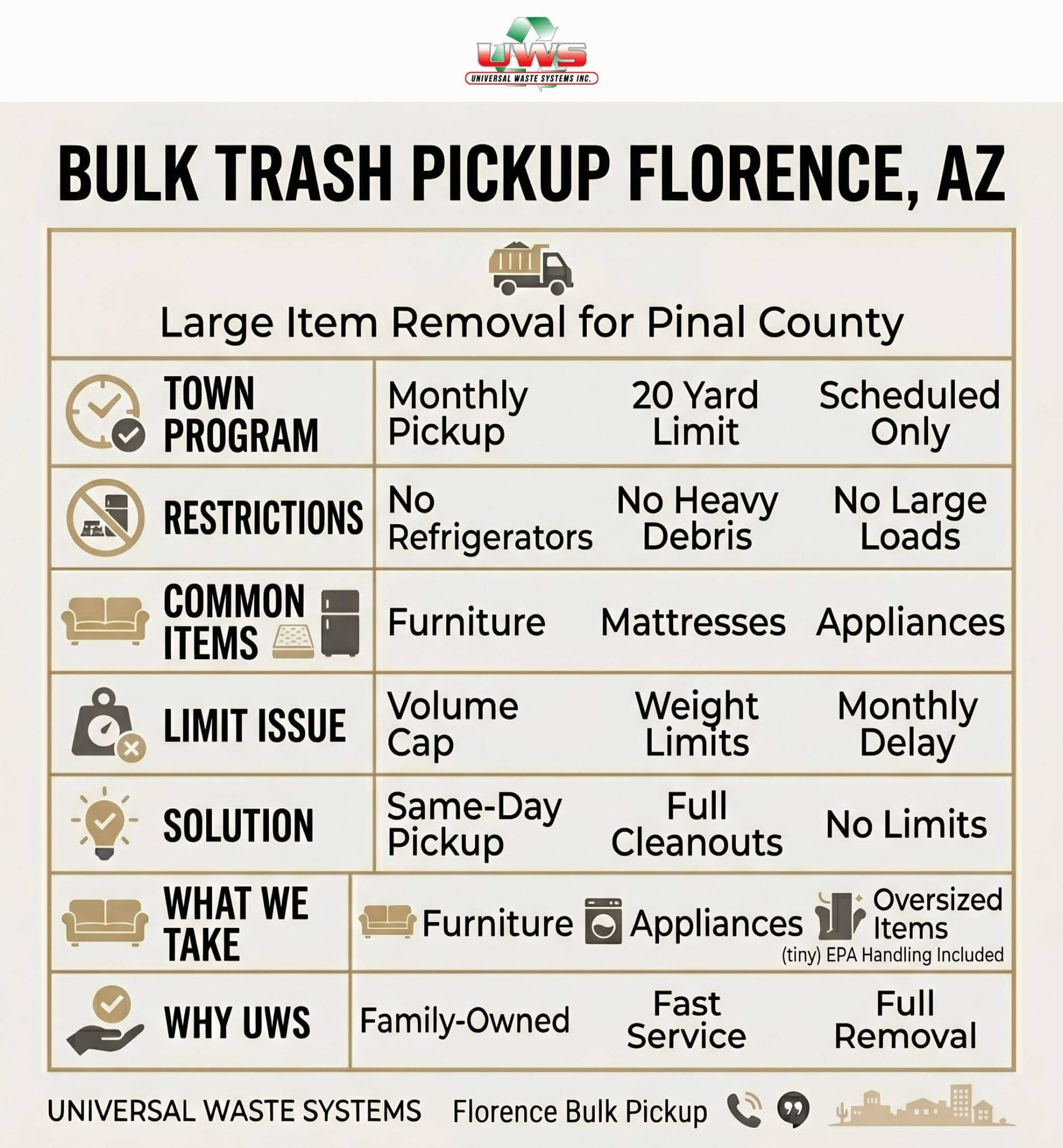 Bulk Trash Pickup Florence AZ - Large Item Removal for Pinal County Homes